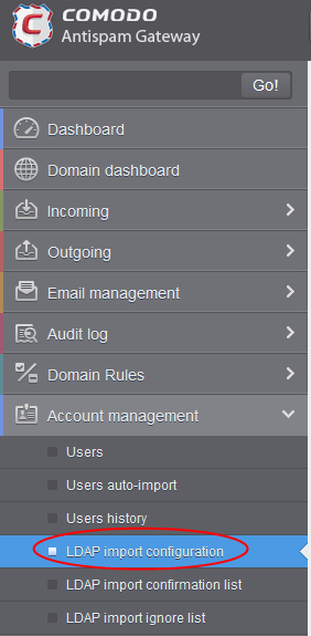 LDAP Import Configuration, Active Directory Synchronization Tool, Antispam Gateway